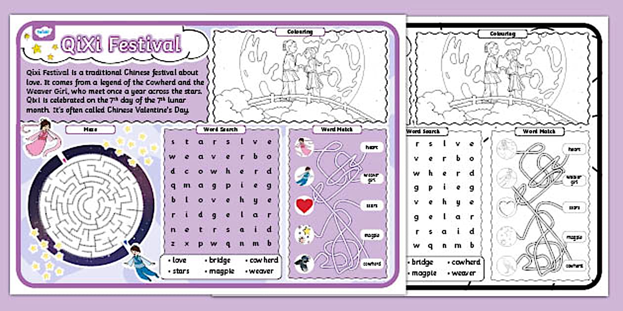 Qixi Festival Activity Mat (teacher made) - Twinkl