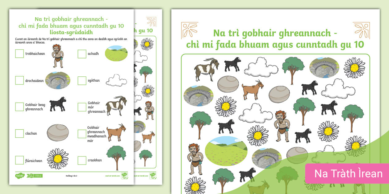 Na Trì Gobhair Ghreannach - Chì mi fada bhuam - Twinkl