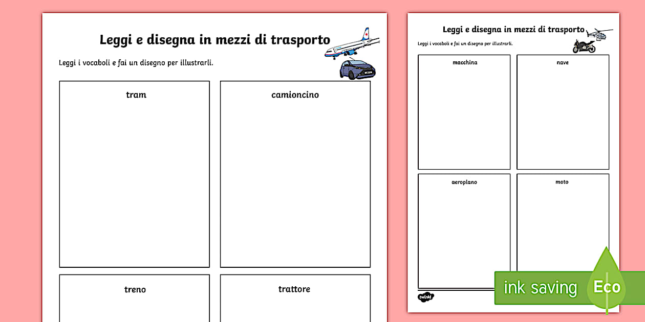 Leggi e disegna i mezzi di trasporto Attività - Twinkl