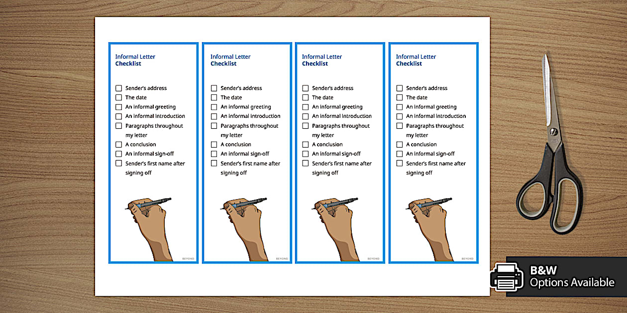 Informal Letter Checklist | Informal Writing | Twinkl