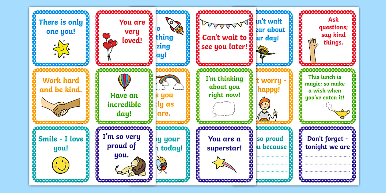 Lovely Lunchbox Note Cards (Teacher-Made) - Twinkl