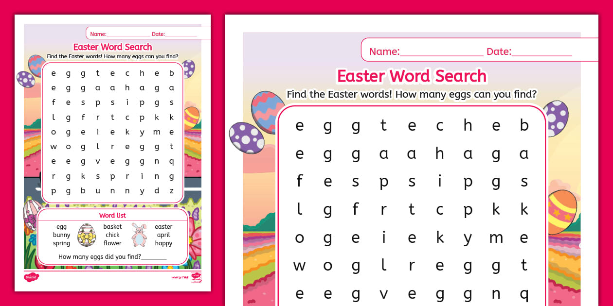 イースターのやさしいワードサーチ Easter Word Search