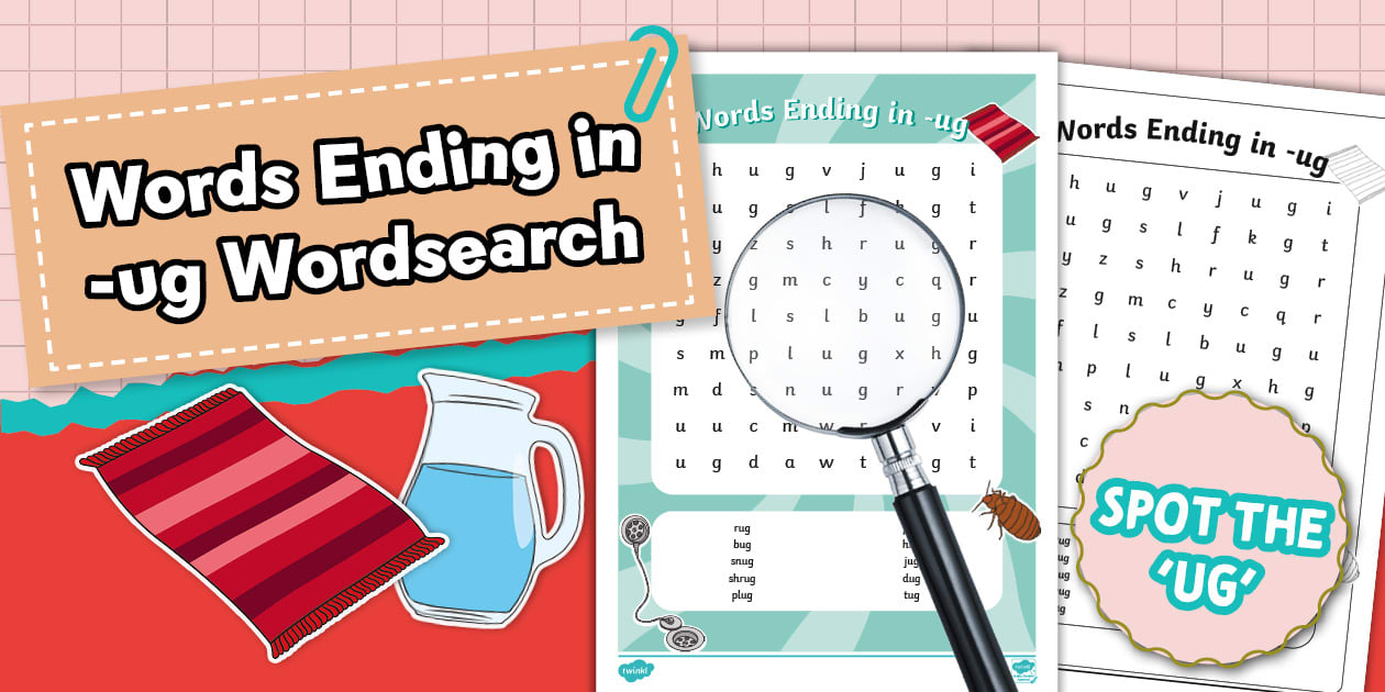 Words Ending in -ug Word Search