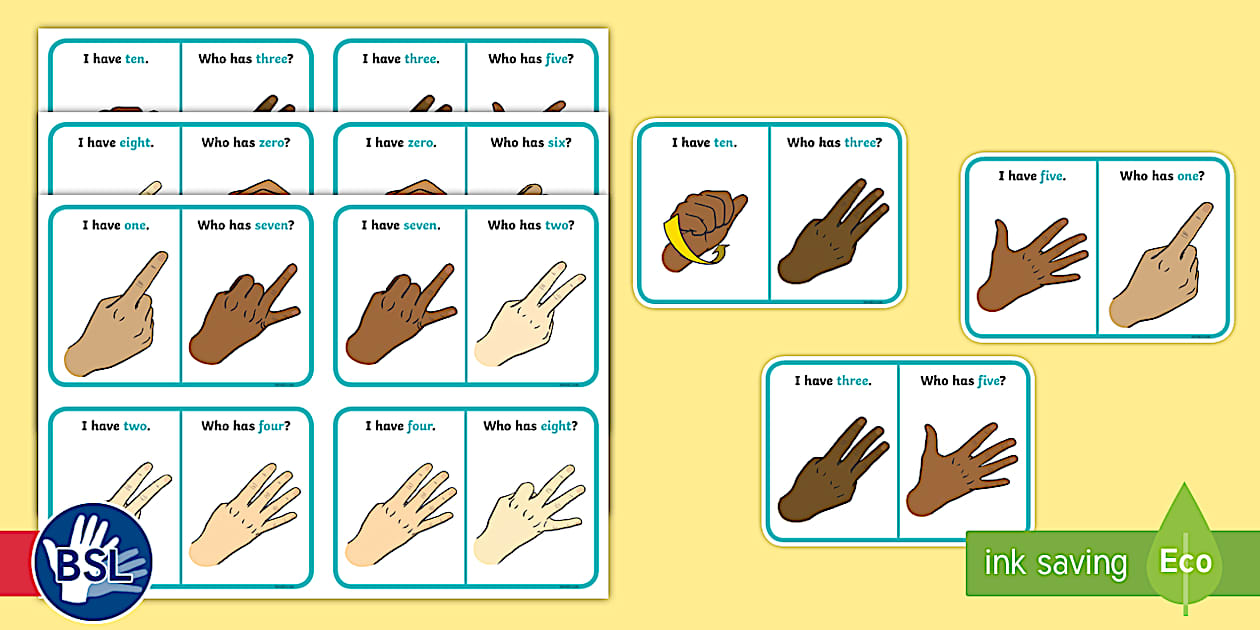 I Have Who Has BSL Numbers Sign Cards Game (Teacher-Made)