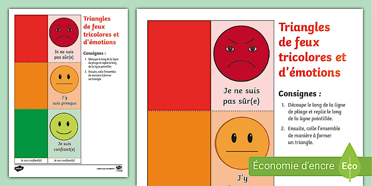 Triangles de feux tricolores et d'émotions - Twinkl