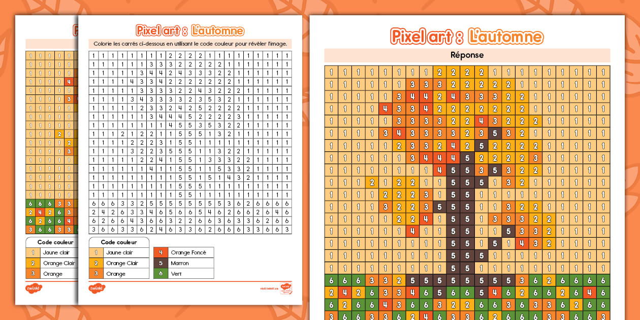 Pixel art : L'automne - Twinkl Pixel Art (teacher made)