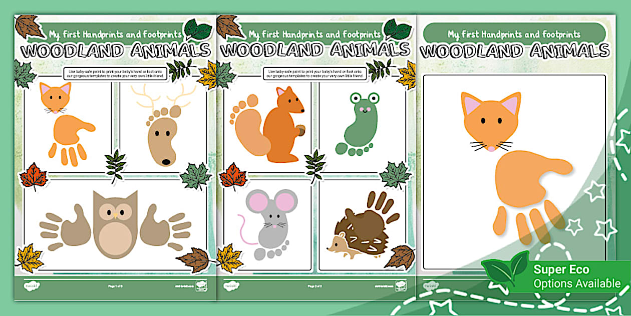 Woodland Animals-Themed Hand and Footprint Art Activity