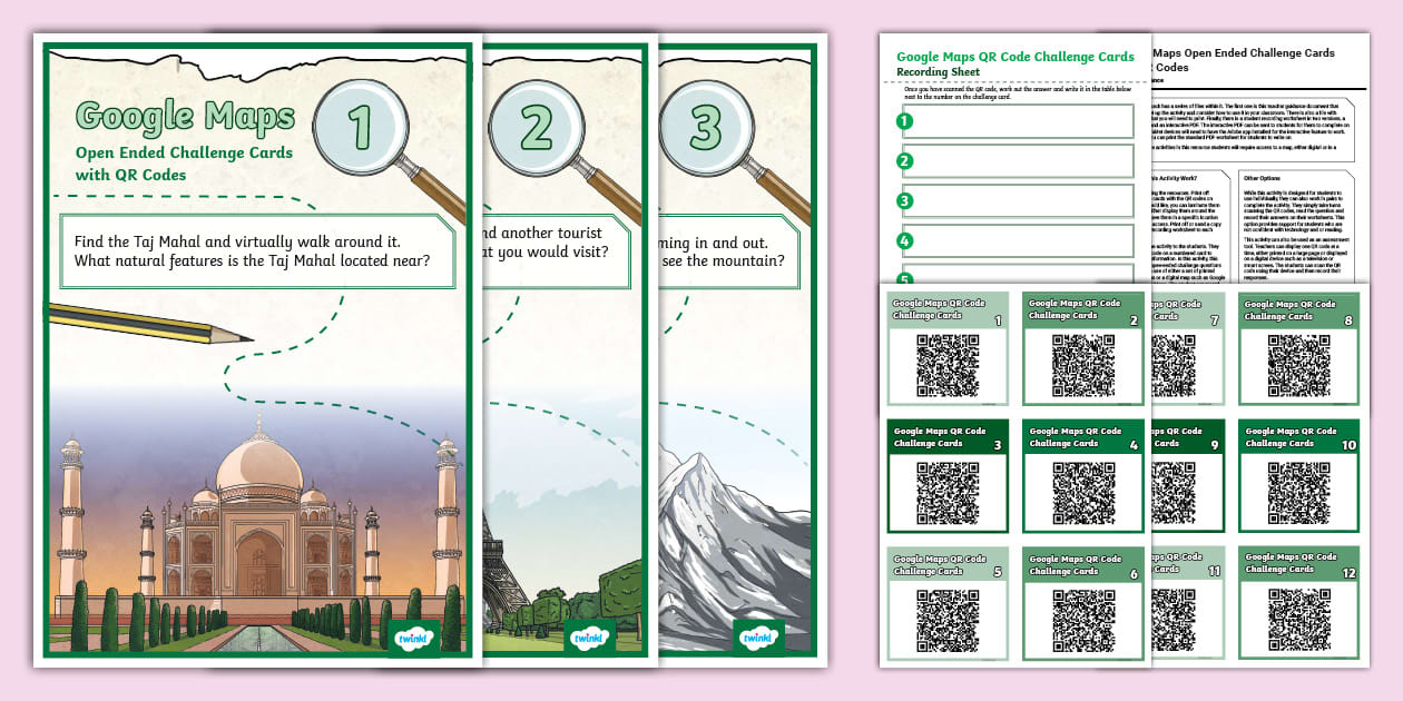 Google Maps Open Ended Challenge Cards with QR Codes