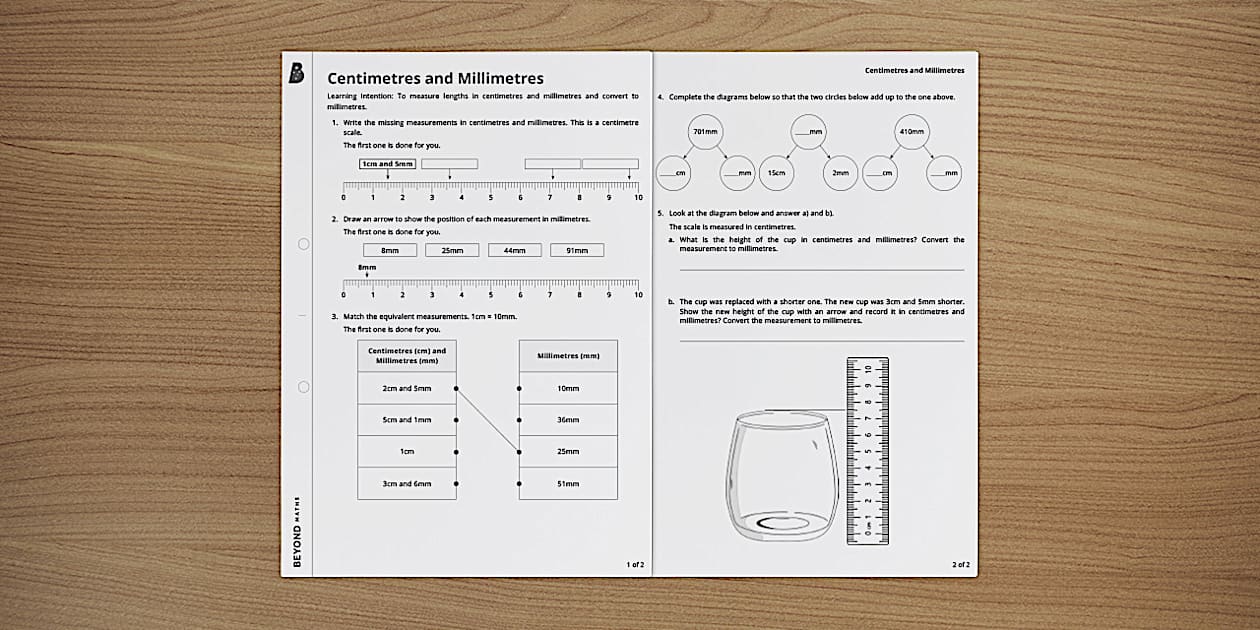 Millimetres and Centimetres Worksheet (teacher made)