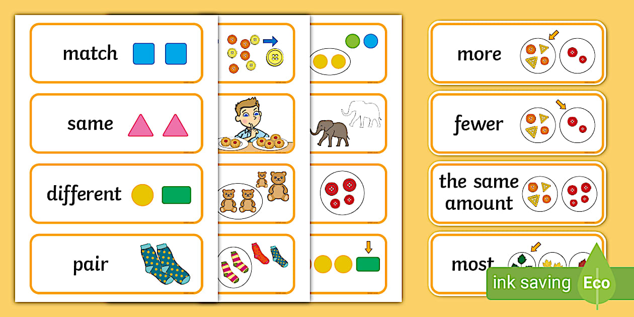 👉 EYFS Vocab Cards Supporting White Rose Match, Sort & Compare