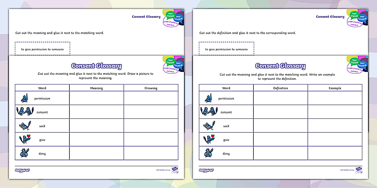Your Voice, Your Choice – Consent Glossary Activities