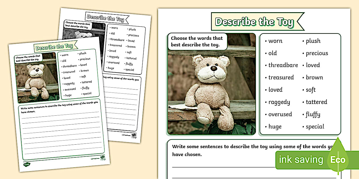 Describe the Toy Worksheet (Teacher-Made) - Twinkl