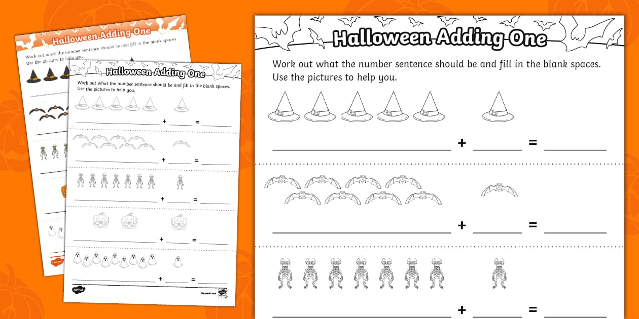 👉 Halloween Adding One Worksheet - Twinkl Halloween