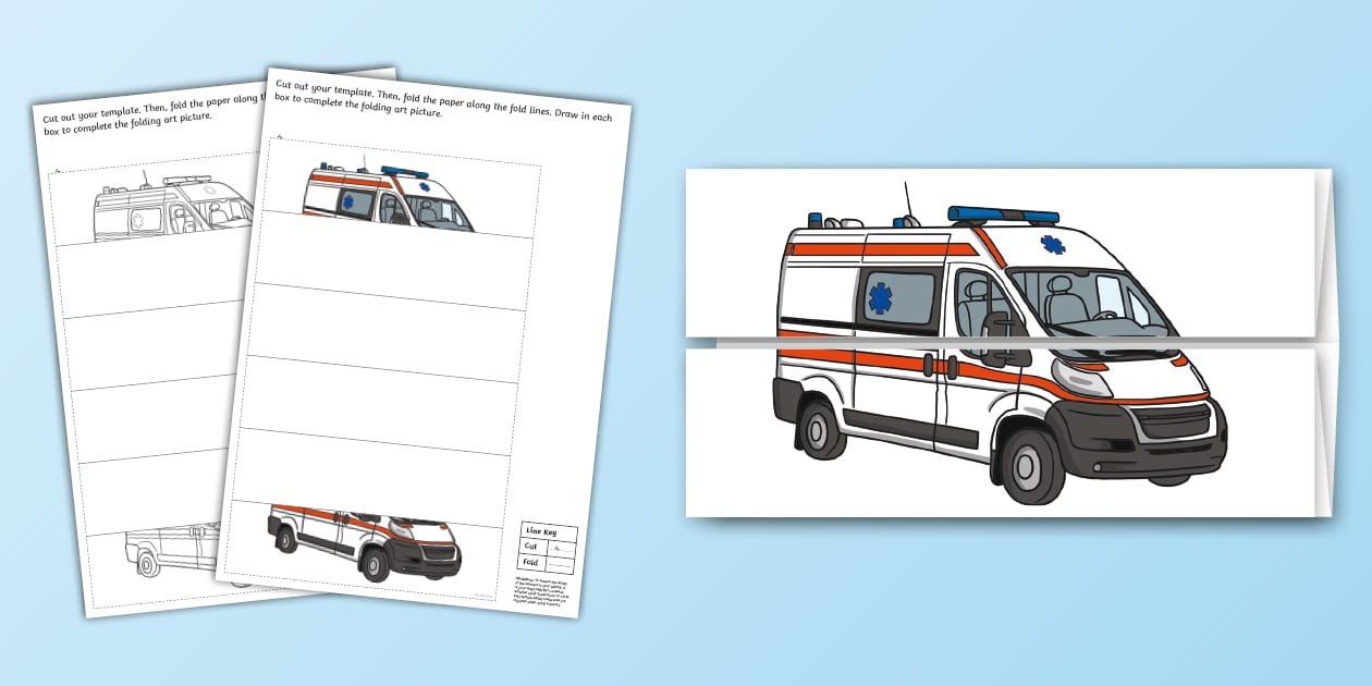 Ambulance Folding Art Template - Twinkl Art - Twinkl