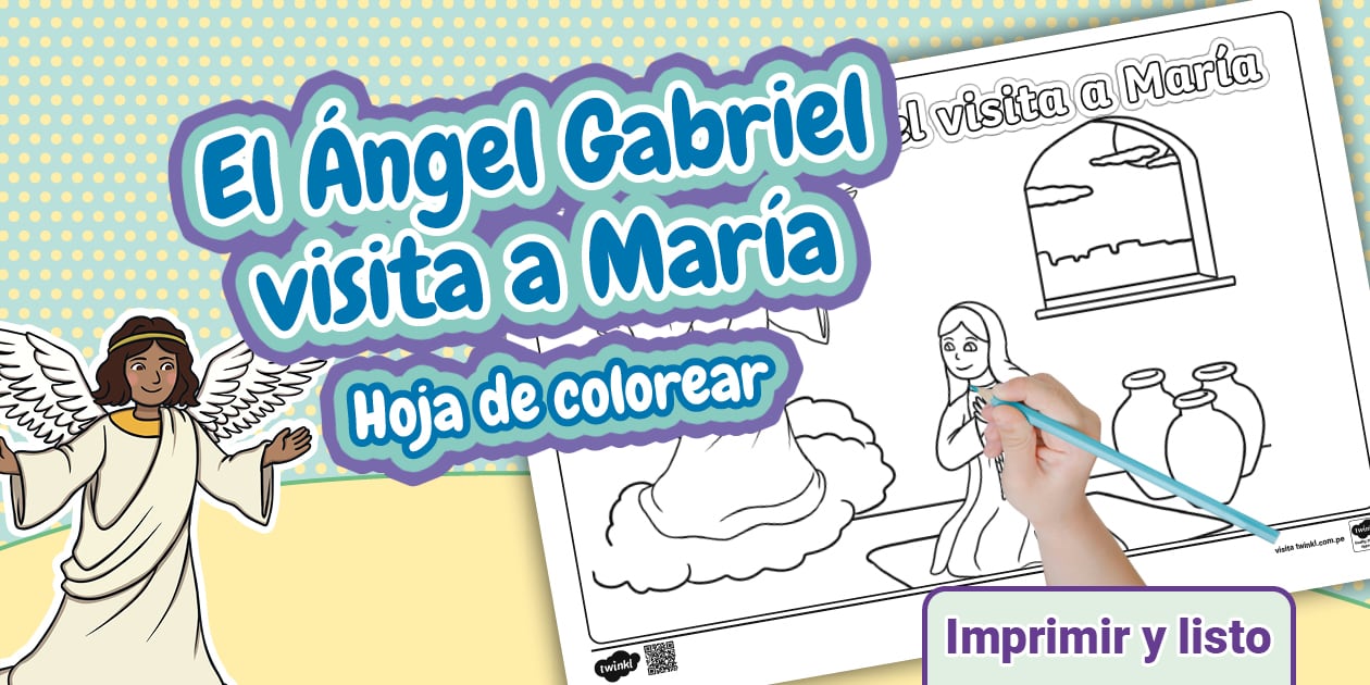 Hoja de colorear: El Ángel Gabriel visita a María