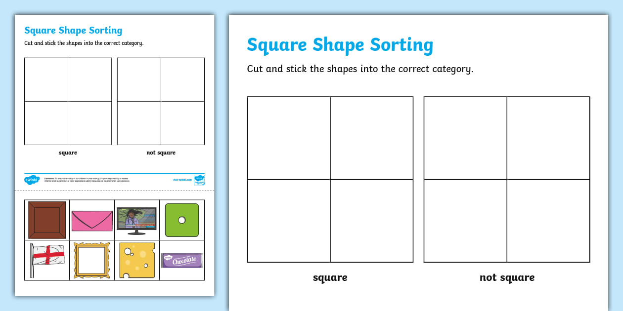 👉 Square Sorting Worksheet (l'enseignant a fait) - Twinkl