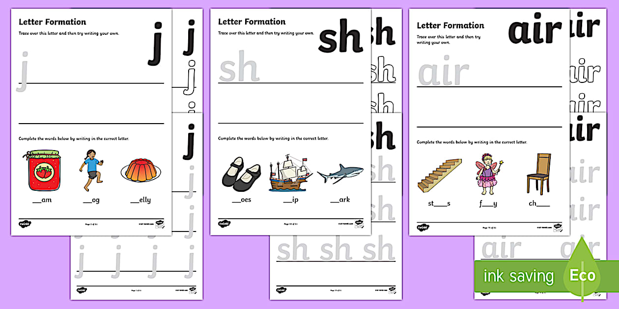 Phase 3 Letter Formation Worksheets (teacher made) - Twinkl