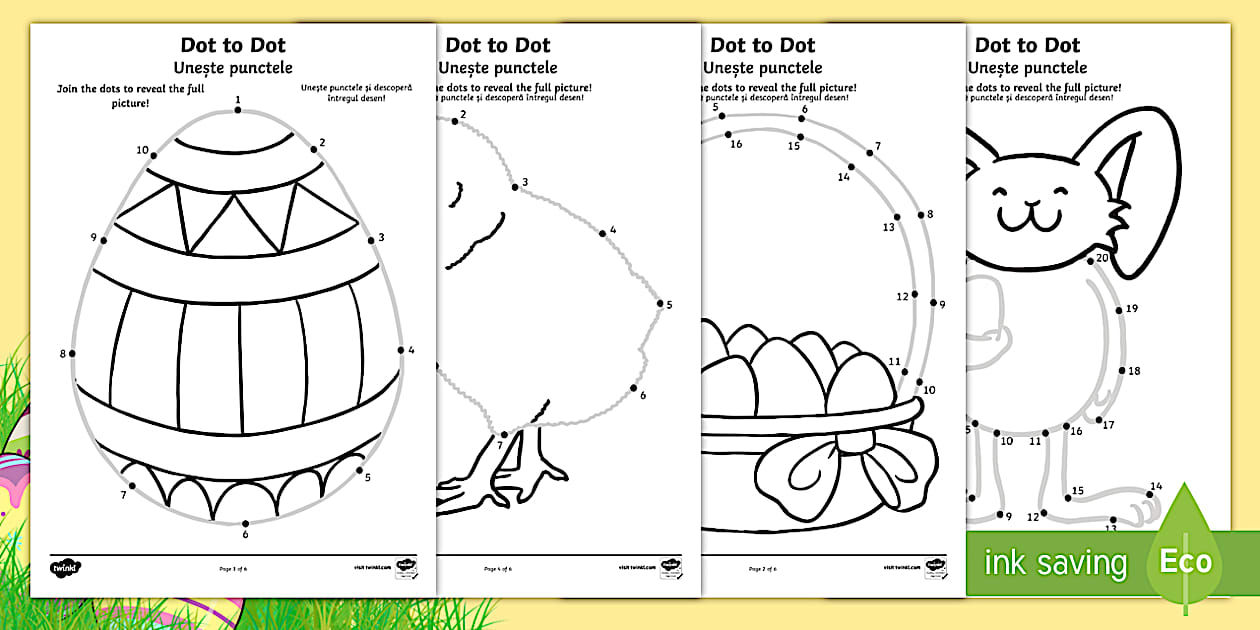 Easter Dot to Dot Worksheet / Worksheets English/Romanian
