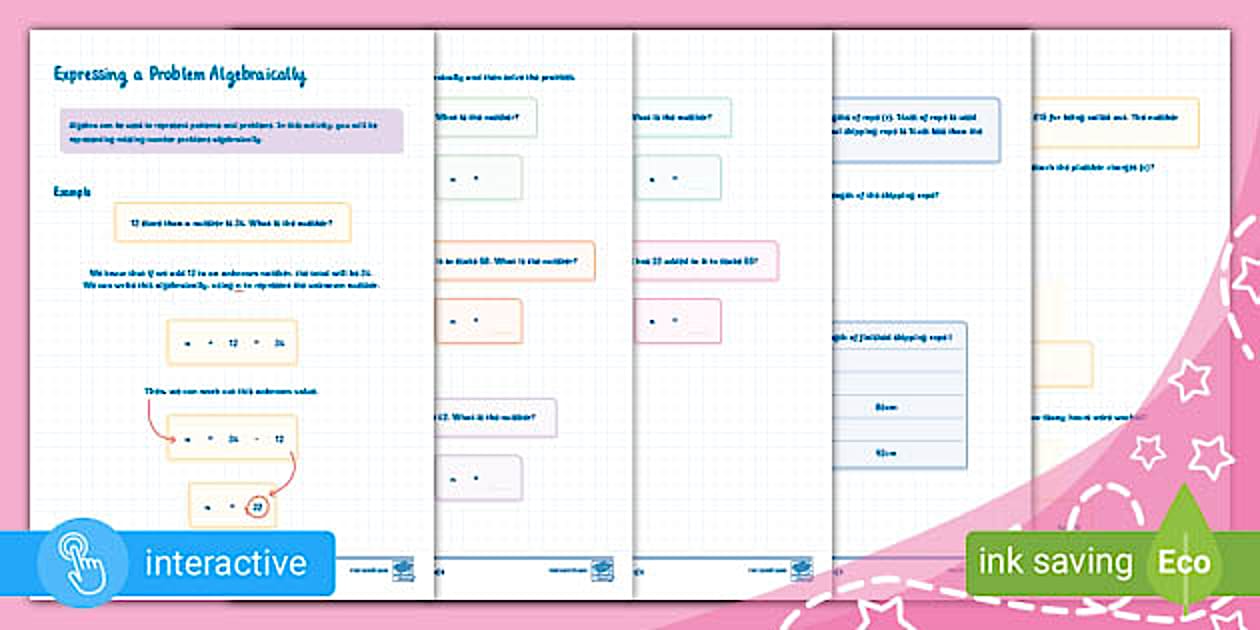 Expressing a Problem Algebraically (Ages 10 - 11) - Twinkl