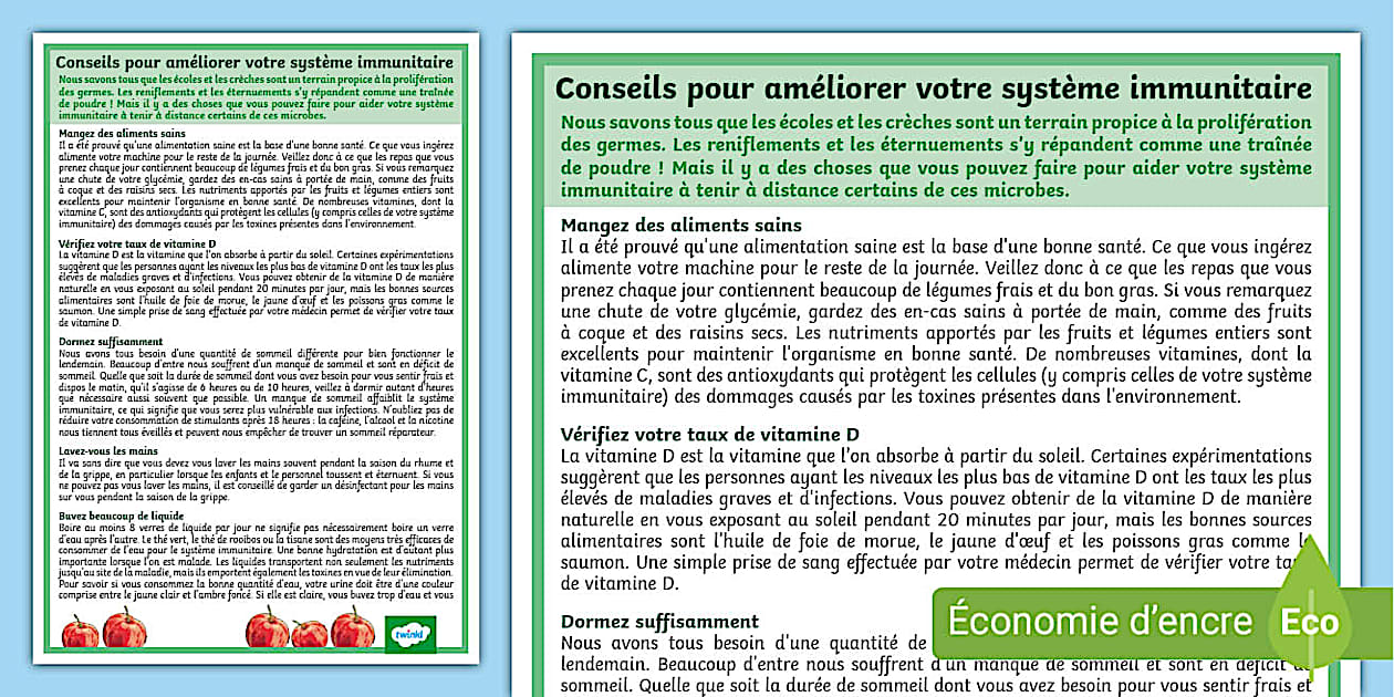 Conseils pour améliorer votre système immunitaire