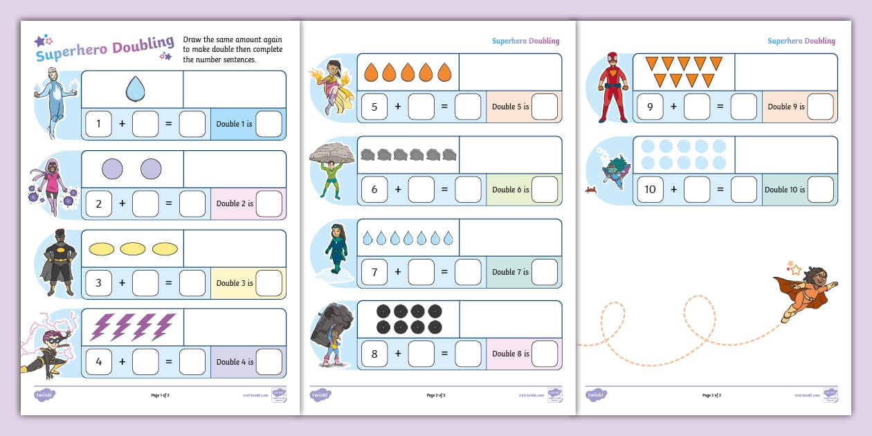 👉 Superhero-Themed Doubling Activity - Twinkl - KS1