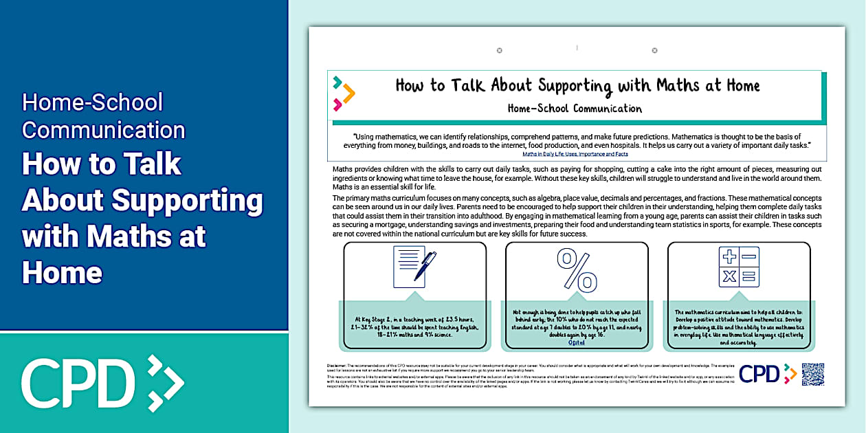 How to Talk About Supporting with Maths at Home: Home-School Communication