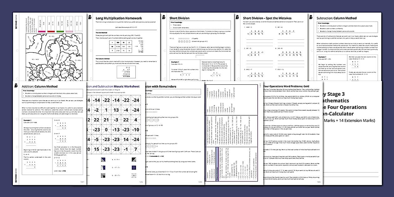 👉 Essential Number Skills Revision Pack: The Four Operators