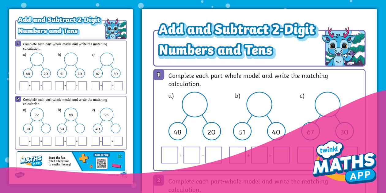 👉 Y2 Add and Subtract 2-Digit Numbers and Tens Skill Safari