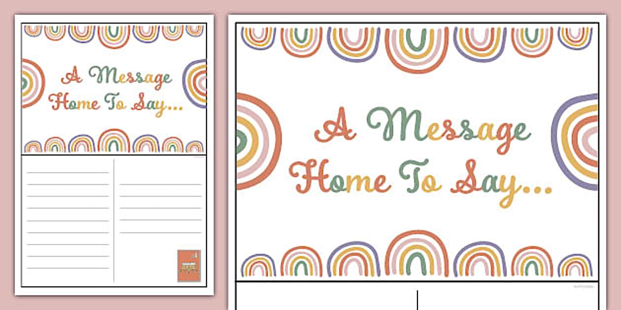 Muted Rainbow-Themed Message Home Postcards (teacher made)