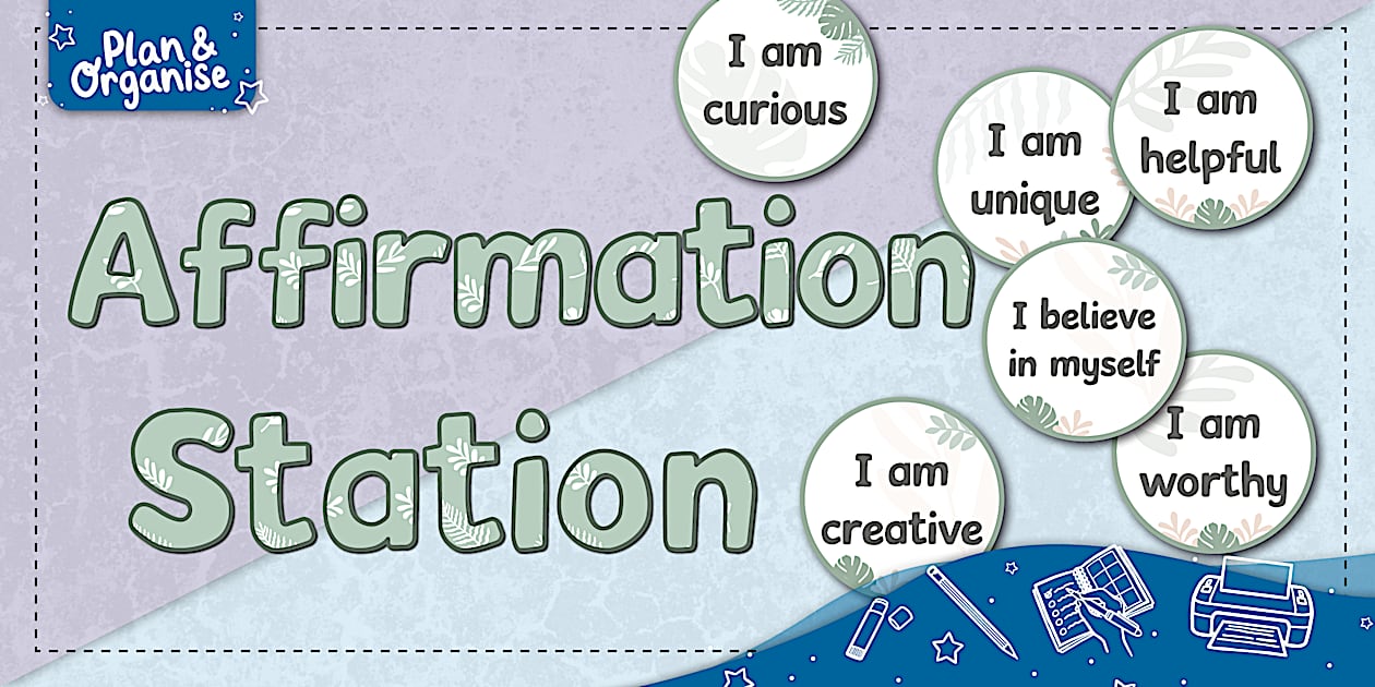 Affirmation Station Display Pack | Therapeutic Classroom | Botanical