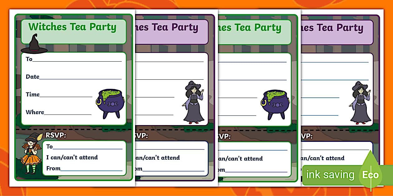 Witches Tea Party Invitations | Twinkl Party | KS1 | Witch