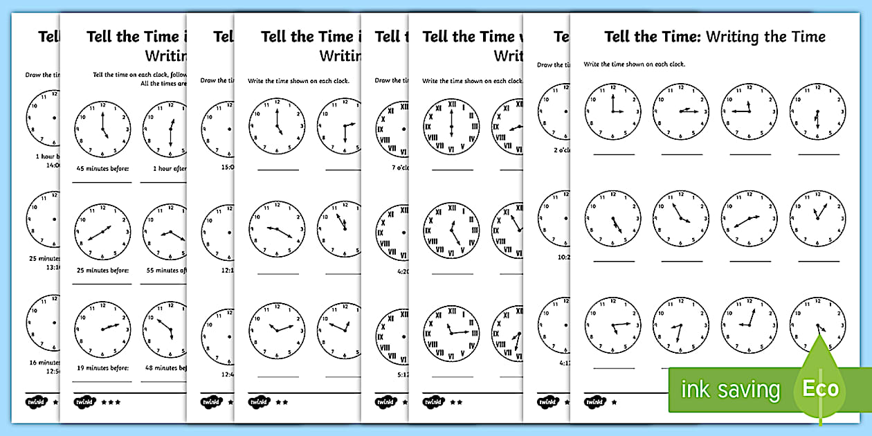 Year 3 Tell and Write the Time Differentiated Worksheet / Activity Sheets
