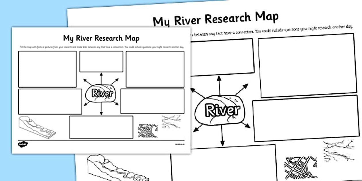 My River Research Map Template (teacher made) - Twinkl