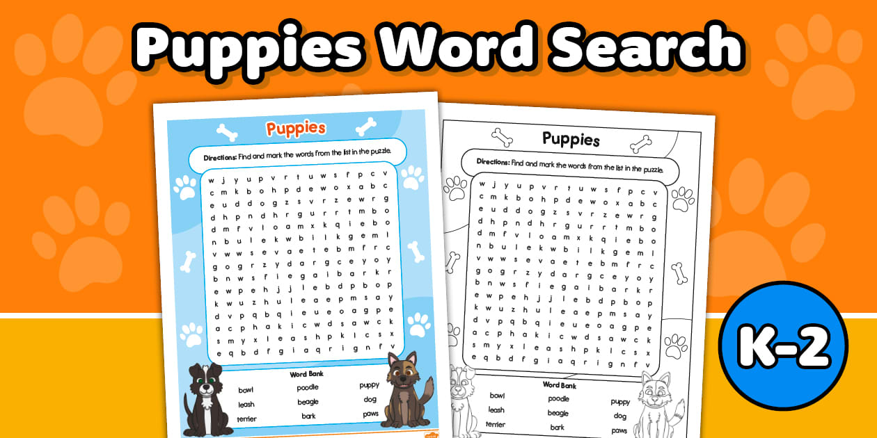 Puppy Word Search | Puppy Words Resource | Twinkl