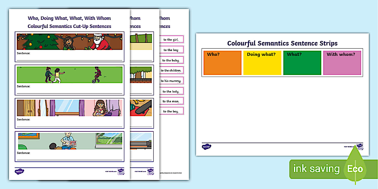 Who, Doing What, What, With Whom - Colourful Semantics Activity