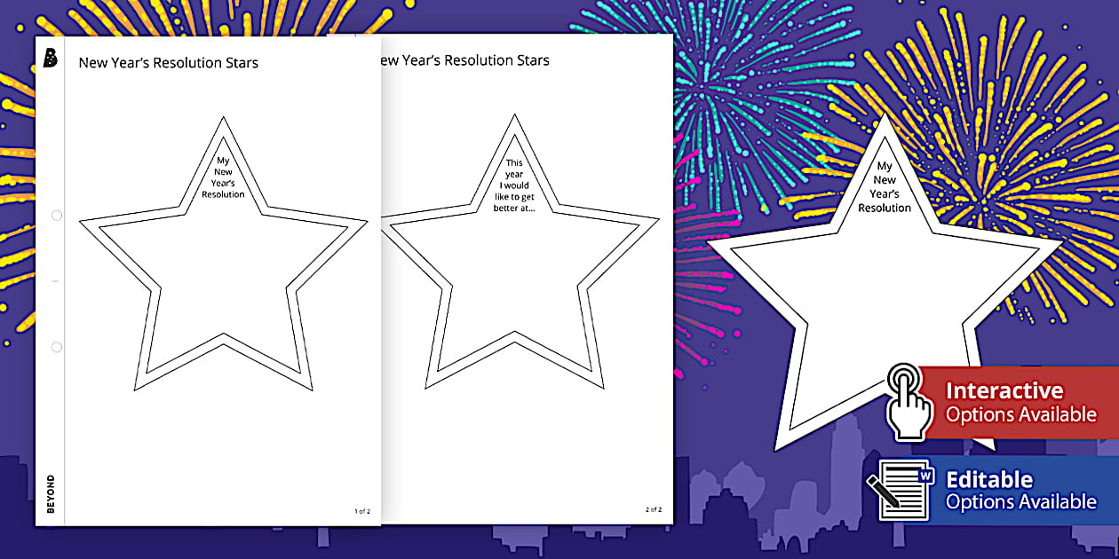 New Year Resolution Stars (Teacher-Made) - Twinkl