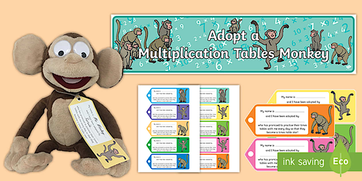 Adopt a Multiplication Tables Monkey Tags (teacher made)