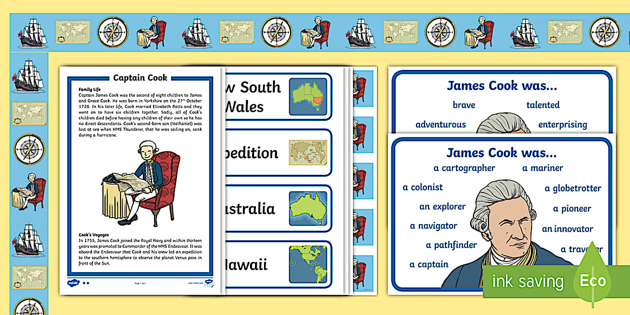 Cursive Captain James Cook Display Pack (teacher made)