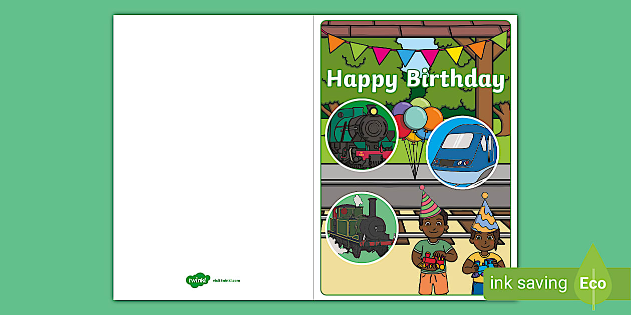 Train Birthday Card (teacher made) - Twinkl
