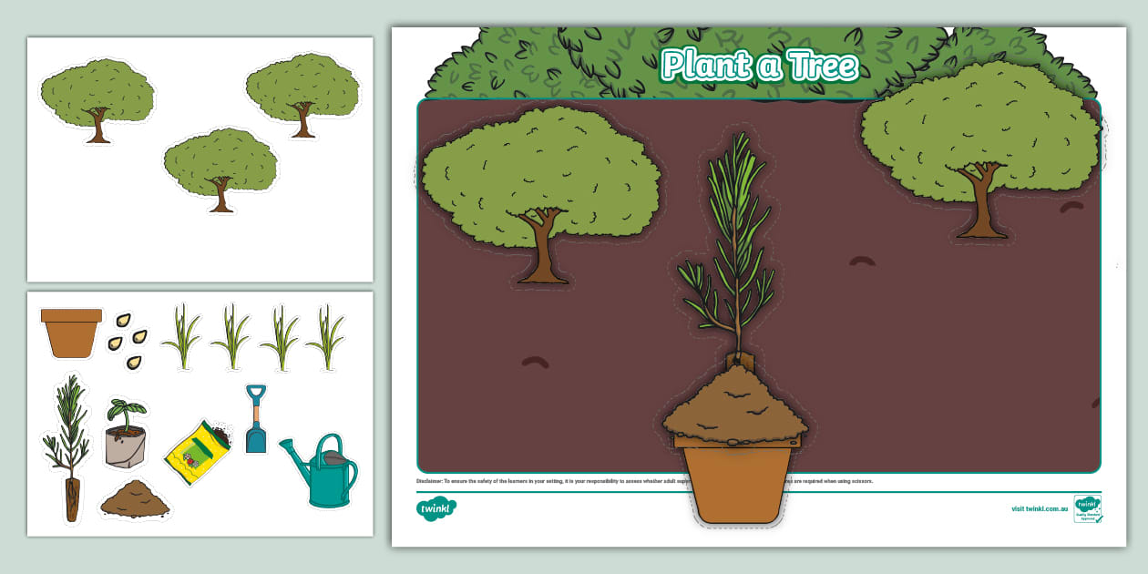 * NEW * Plant a Tree Cutting Skills Worksheet - Twinkl