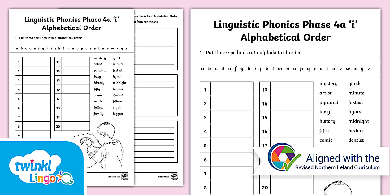 Linguistic Phonics Phase 4a 'igh' Alphabetical Order