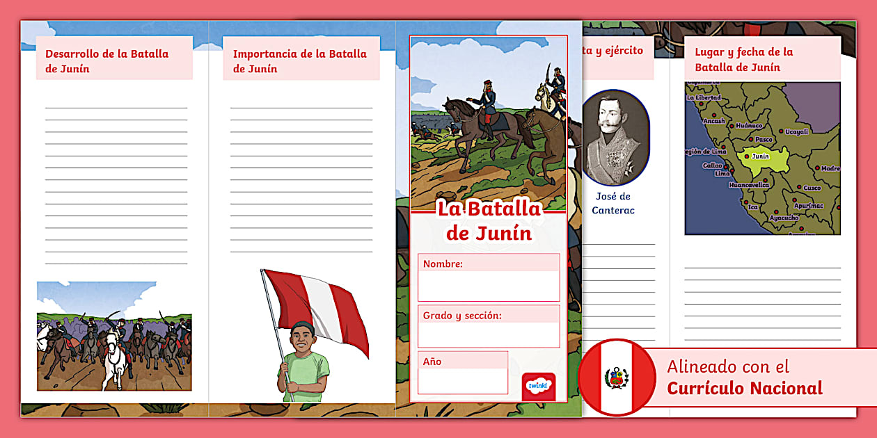 Tríptico para completar de la Batalla de Junín - Twinkl