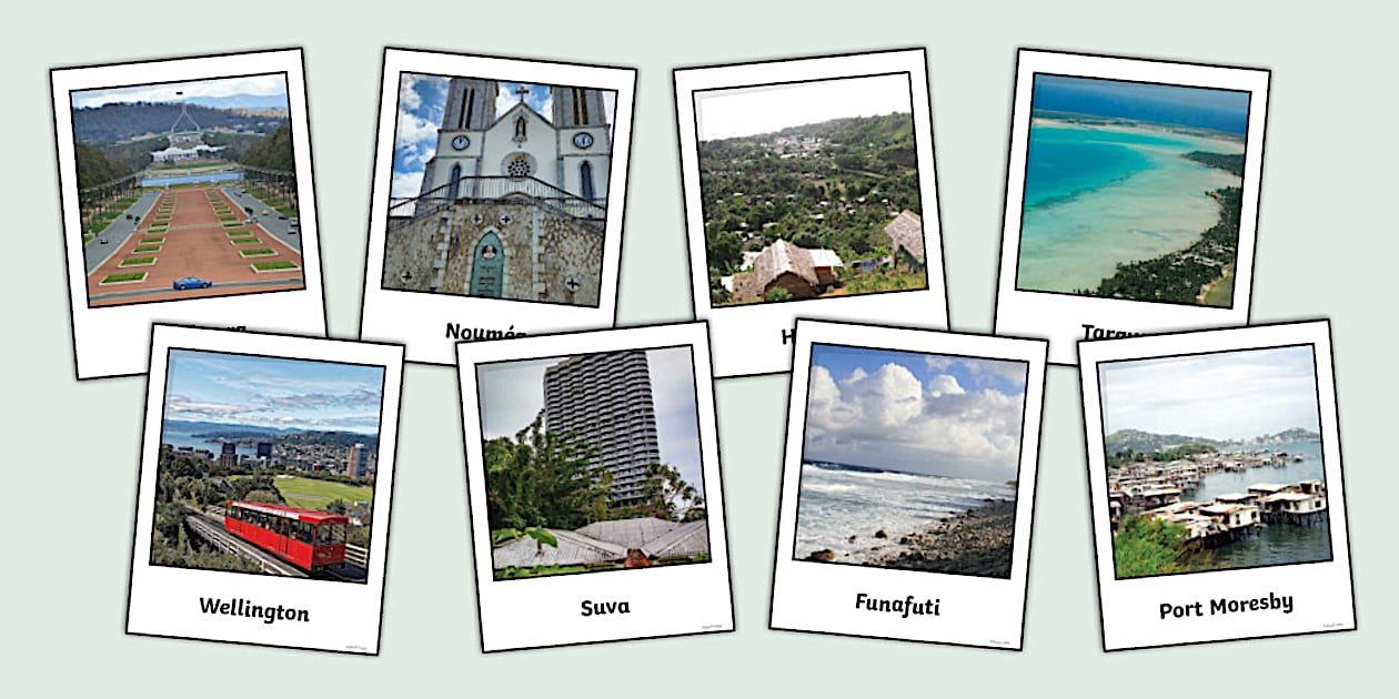 Cities in Oceania Instant Photo Style Display Images