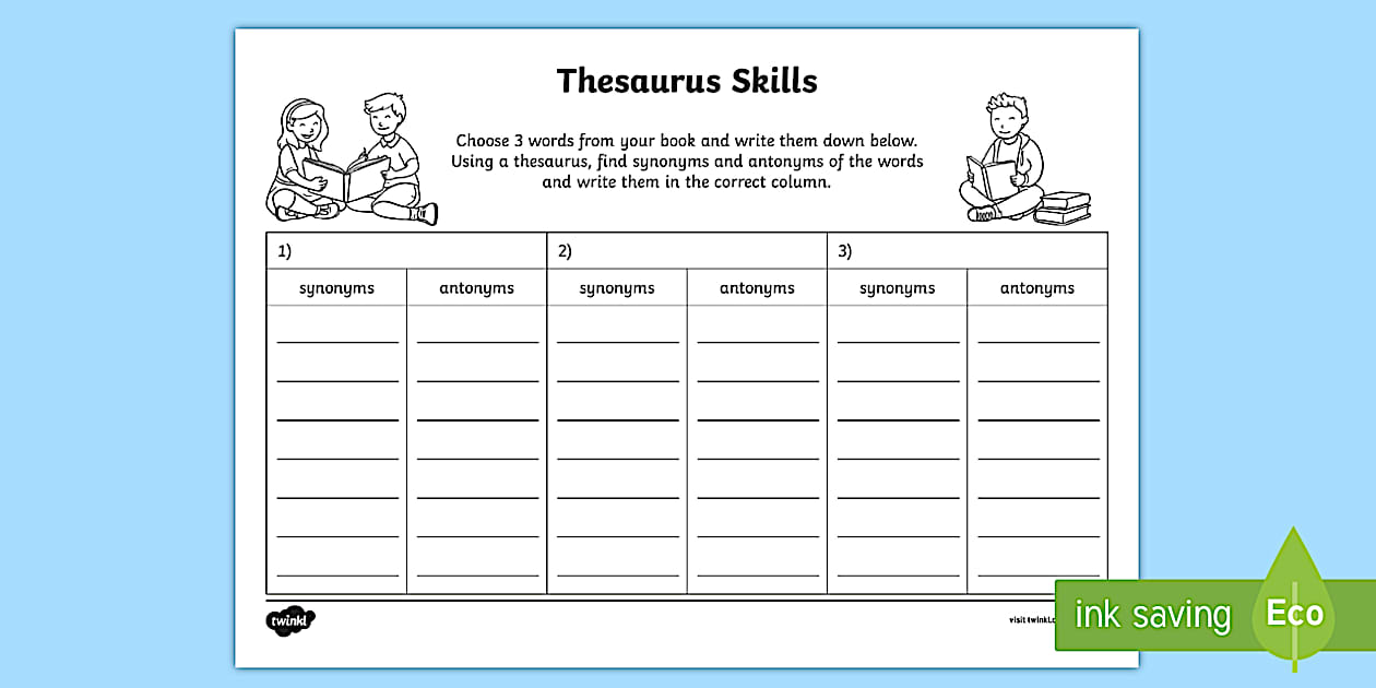 Thesaurus Skills Worksheet / Worksheet - Thesaurus Skills Worksheet