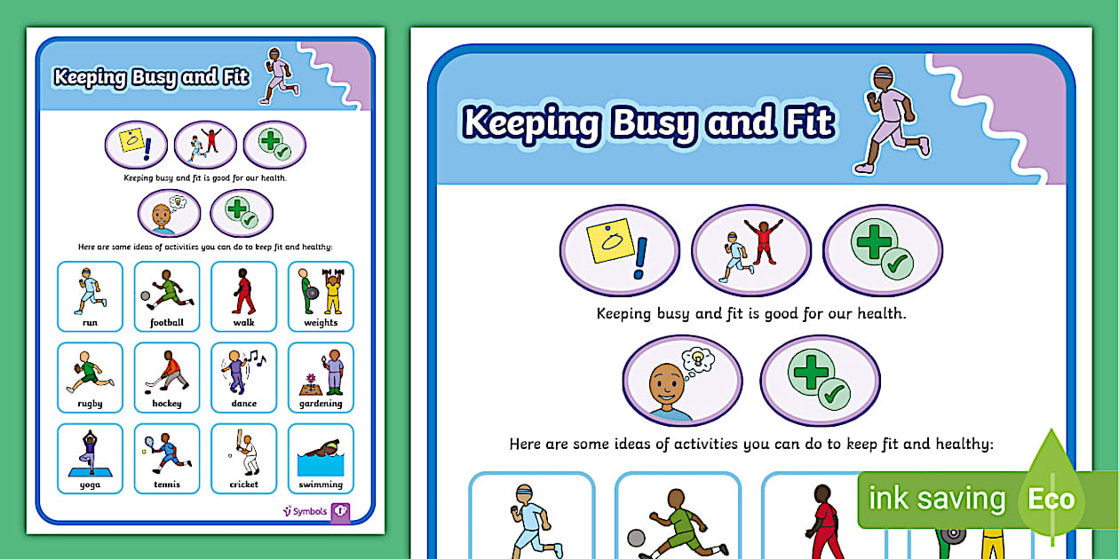 Twinkl Symbols: Keeping Busy and Fit (teacher made) - Twinkl