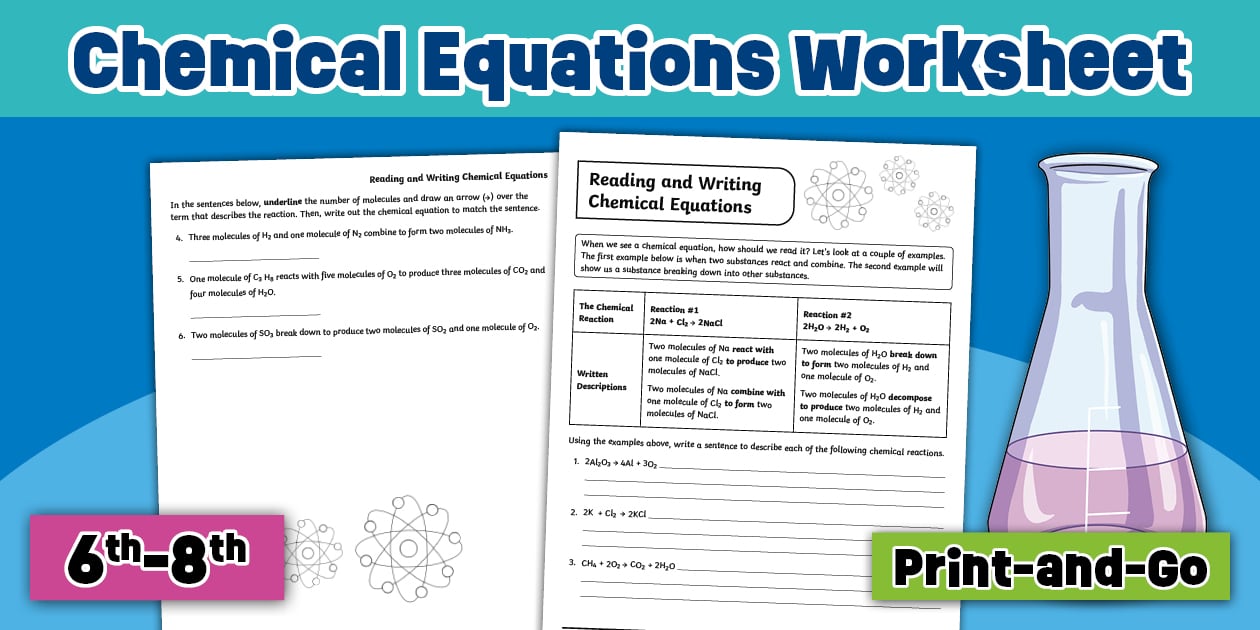 Writing Chemical Equations Worksheet | Science | Twinkl USA