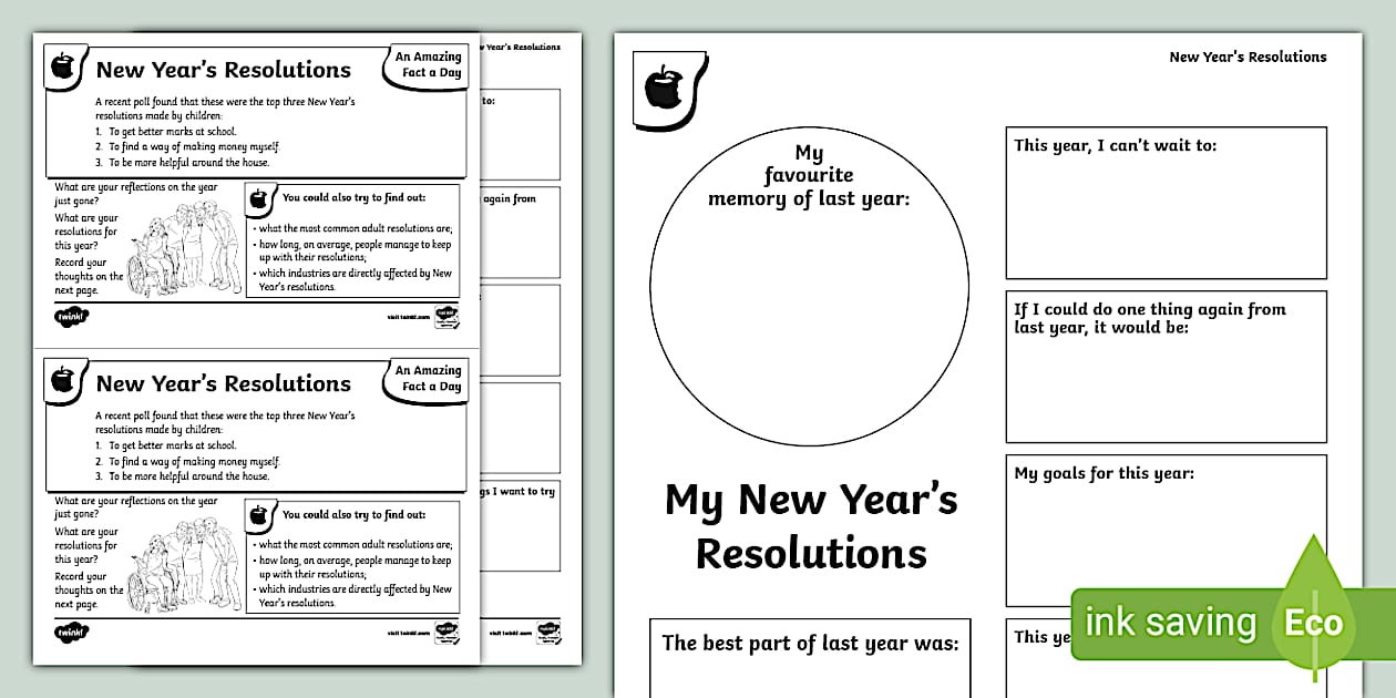 New Year Resolutions Lesson Plan - Worksheet - Twinkl