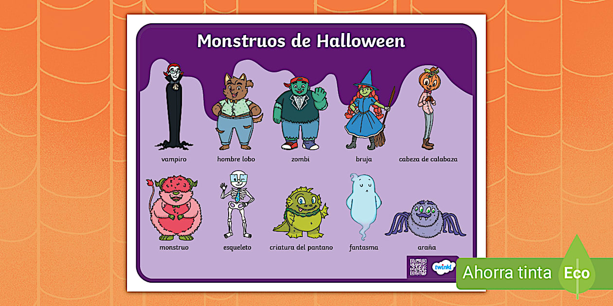 Vocabulario: Monstruos de Halloween (teacher made) - Twinkl