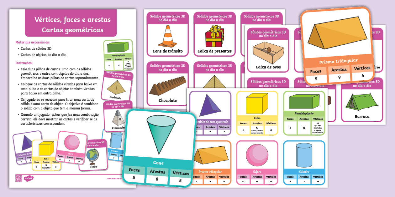 Vértices, faces e arestas - Cartas geométricas - Twinkl