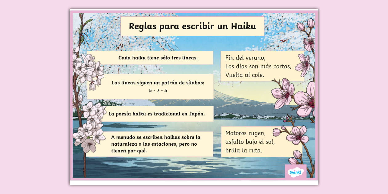 Póster: reglas para escribir un Haiku (teacher made)